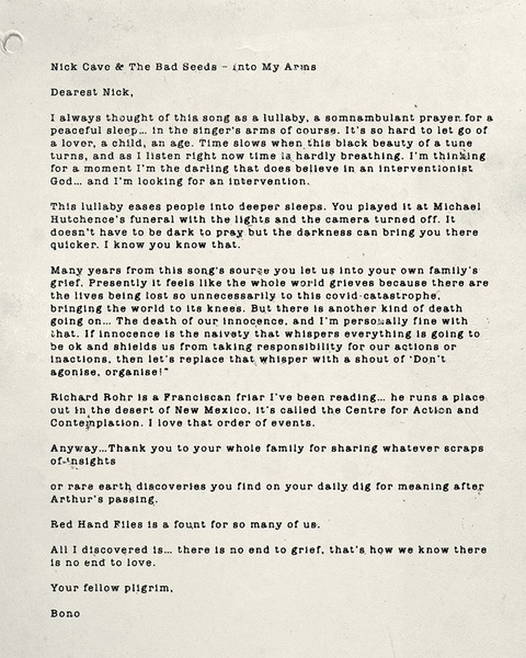 U2 > News > 60 Letters From Bono